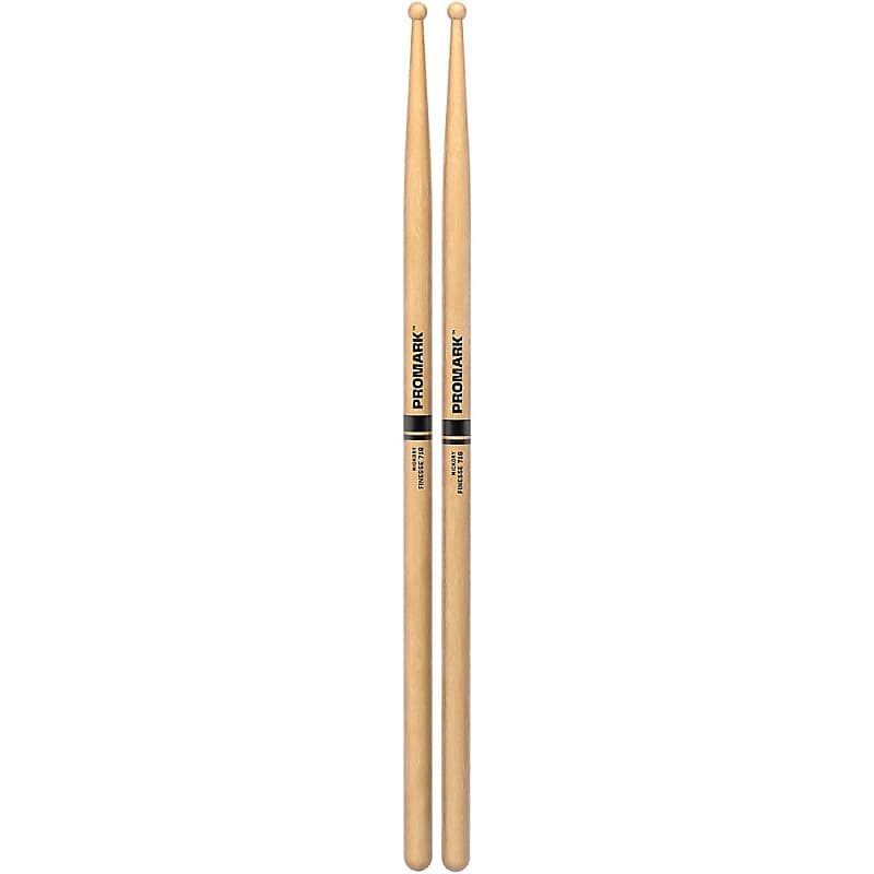 Promark Finesse 718 Hickory Small Round Wood Tip Drum Sticks | Reverb