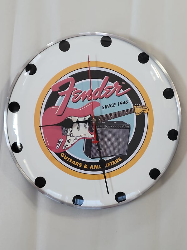 Fender Guitars & Amplifiers Wall Clock Killer Cool Man Cave, | Reverb