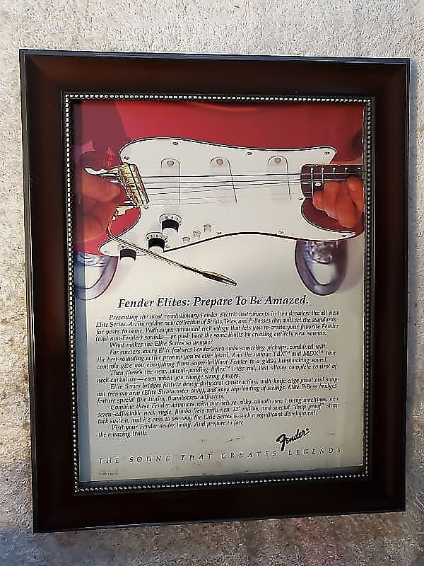 1984 Fender Guitars Color promotional Ad Framed Fender Elite | Reverb