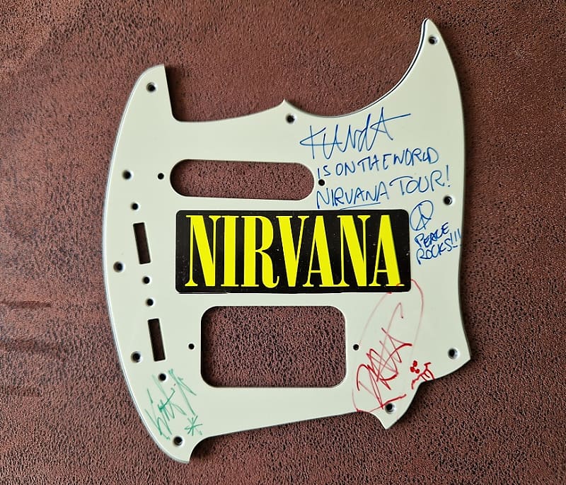 Signed Pickguard Nirvana Kurt Cobain Dave Grohl Krist | Reverb