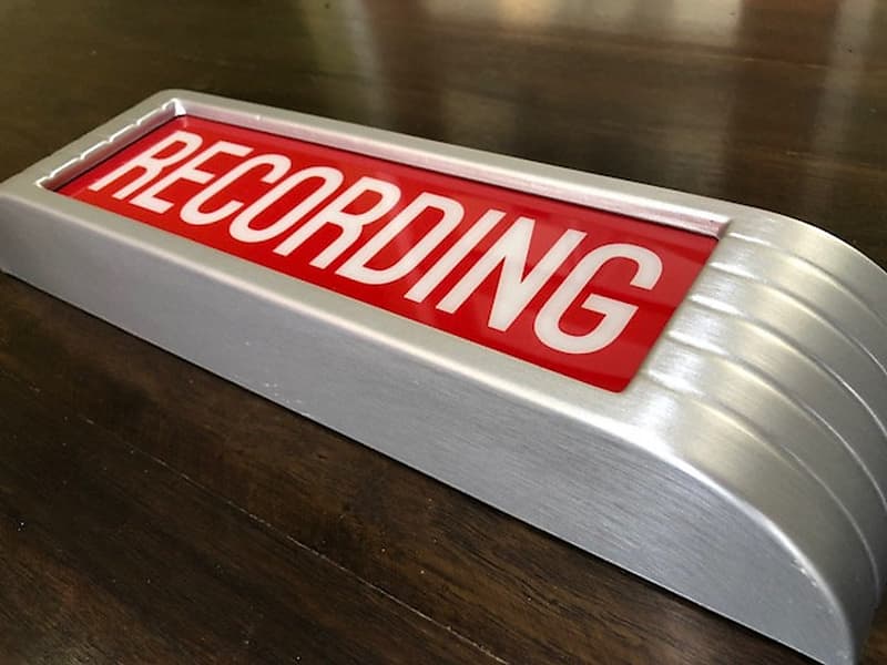 Recording Studio Warning Sign light up RCA brushed aluminum | Reverb