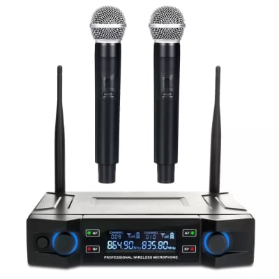 Professional 2 Channel Uhf Wireless Dual Microphone Cordless | Reverb