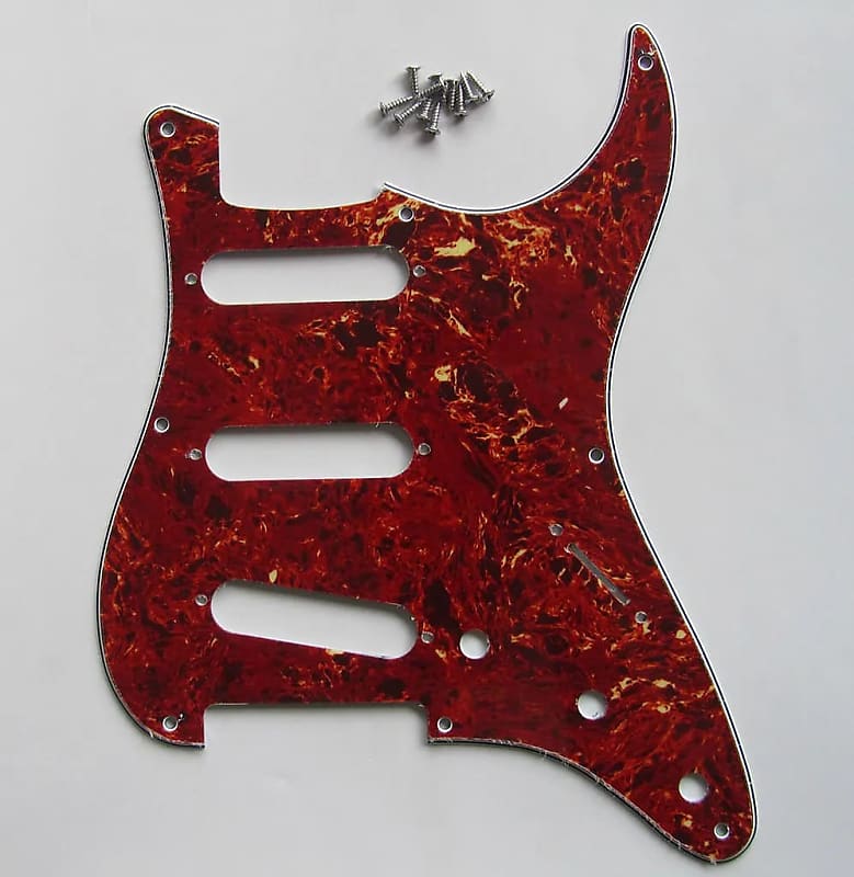 Red Tortoise Shell Guitar Scratch Plate Pickguard SSS | Reverb UK