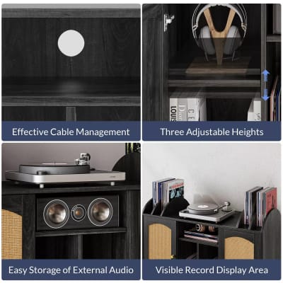 Mid-Century Record Player Stand w/ Vinyl Storage & Charging | Reverb