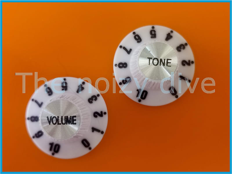 1 x White Witch hat Tone & Volume push-on knobs set | Reverb