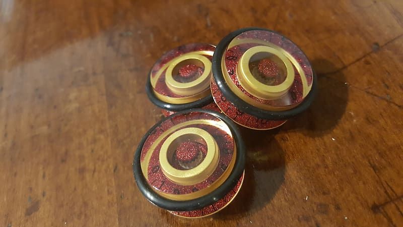 JAT CUSTOM GUITAR PARTS 3 Speed Grip Speed Knobs Gold / Red | Reverb