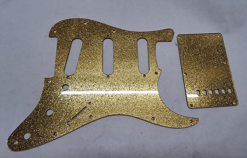 Gold Sparkle Glitter SSS pickguard + trem cover set Fits | Reverb