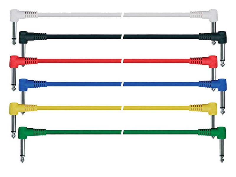 Patch cables, mono, 6-pack, 6 colors, moulded angled jacks, | Reverb