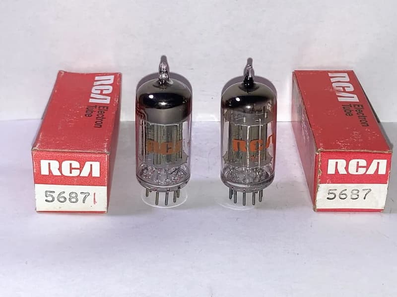 1970's RCA 5687 Bronze Plate Tubes, Platinum Matched Pair, | Reverb