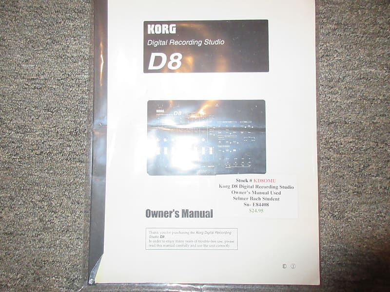 Used Korg D8 Digital Recording Studio Owner's Manual | Reverb
