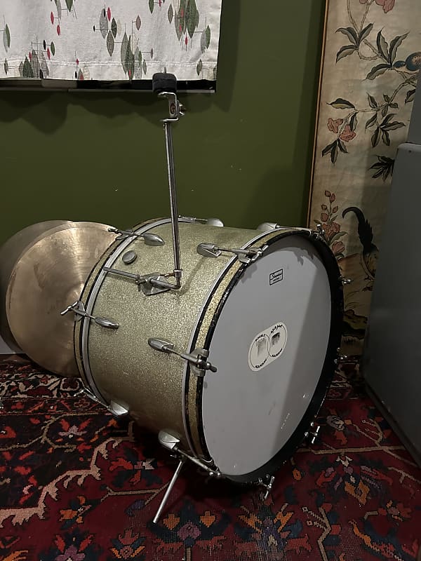 1950s Gretsch 14x22 silver sparkle 3ply vintage bass drum w/ | Reverb