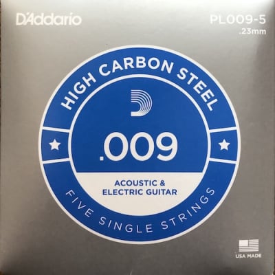 D'Addario PL009-5 Plain Steel Guitar Single String .009 | Reverb