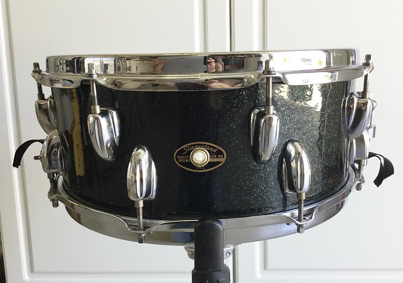 Slingerland 6”x14” Custom wood snare 1980’s - Black Sparkle | Reverb