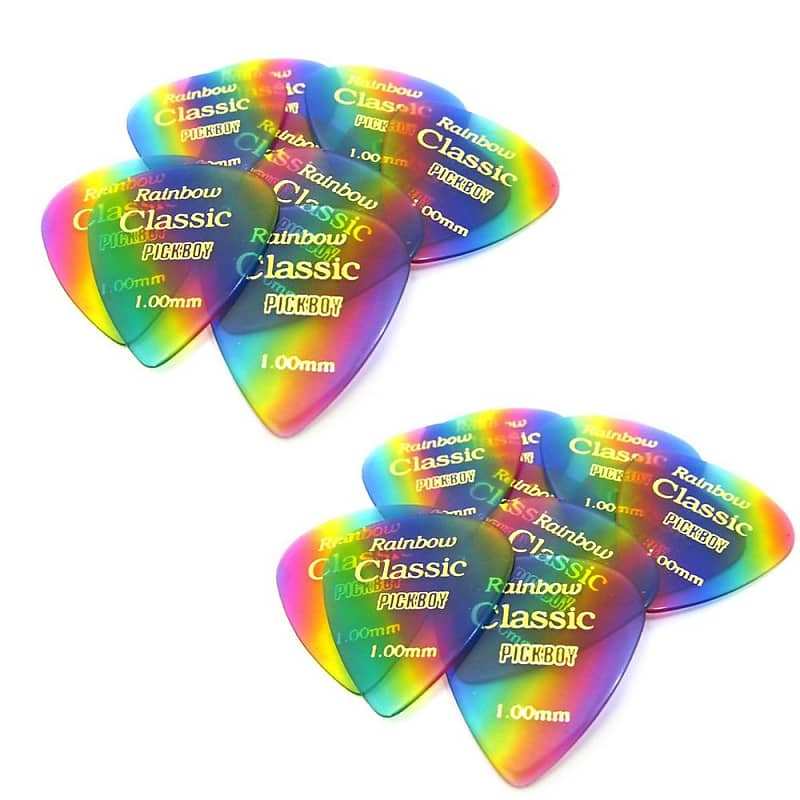 Pickboy Guitar Picks 20 Pack Celluloid Rainbow Colored 1.0mm | Reverb