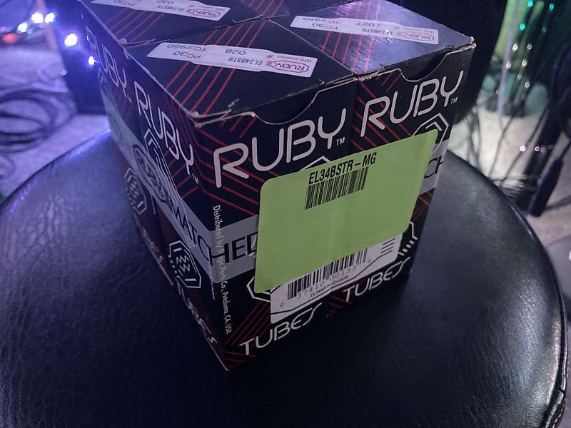 N.O.S. Ruby EL34B-STR ( RED BASE!!) QUAD | EL34BSTR | EL34- | Reverb