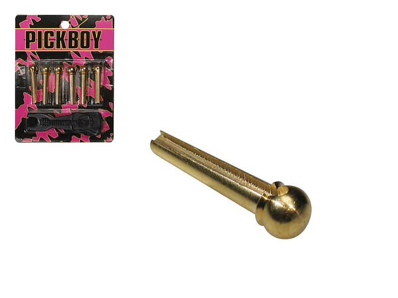 Bridge pins, with extractor, 6-pack, brass | Reverb