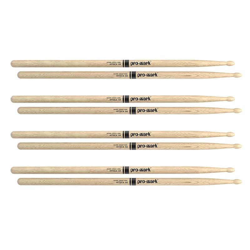 Promark Shira Kashi Oak 5A Wood Tip Drum Stick 4 Pair Bundle | Reverb