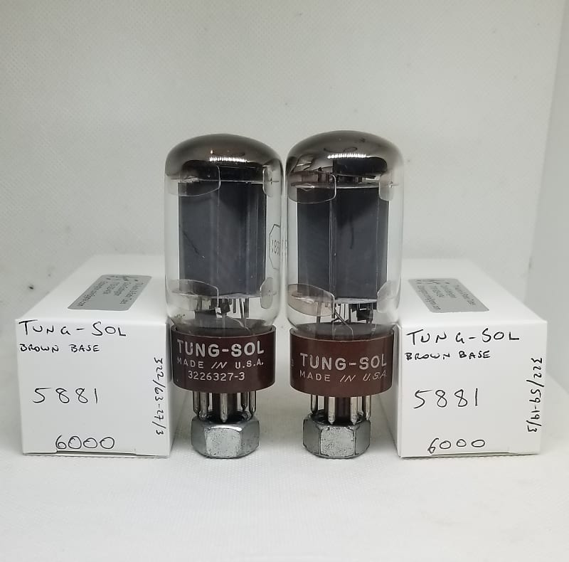Tung-Sol Brown Base 5881 Perfectly Matched Pair NOS 6L6 | Reverb UK