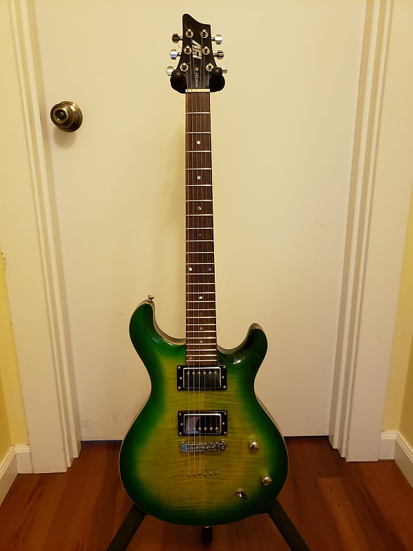 IYV (IVY) IP-350 PRS-style Trans Green Flame Top Guitar | Reverb