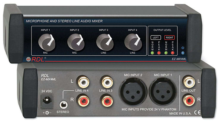 RDL EZ-MX4ML 4X1 Mic and Stereo Line Audio Mixer | Reverb