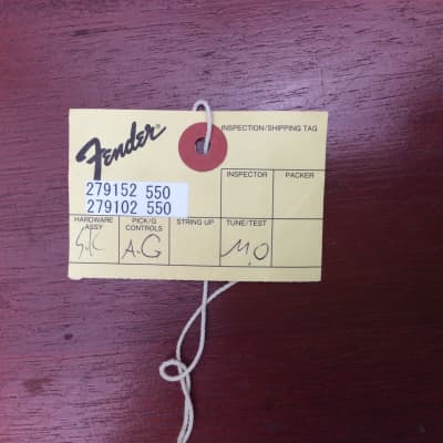 Fender Inspection card 80s Japan | Reverb