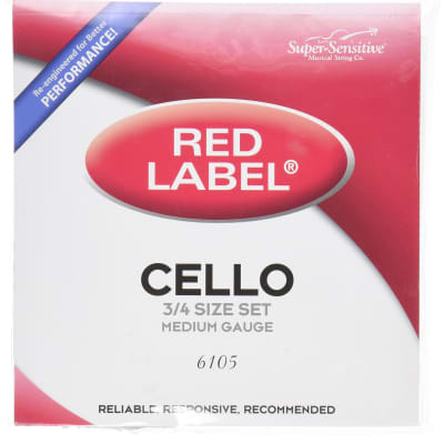 Super-Sensitive 6105 Red Label Cello String Set - 3/4 Size | Reverb
