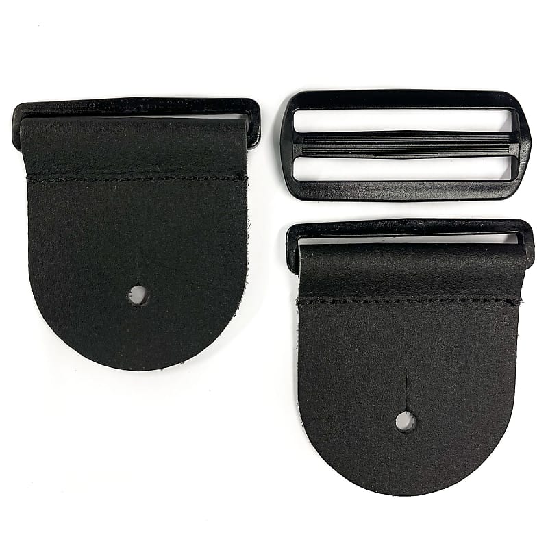 3" DIY Guitar Strap Kit | Black Rounded Leather End Tabs | Reverb