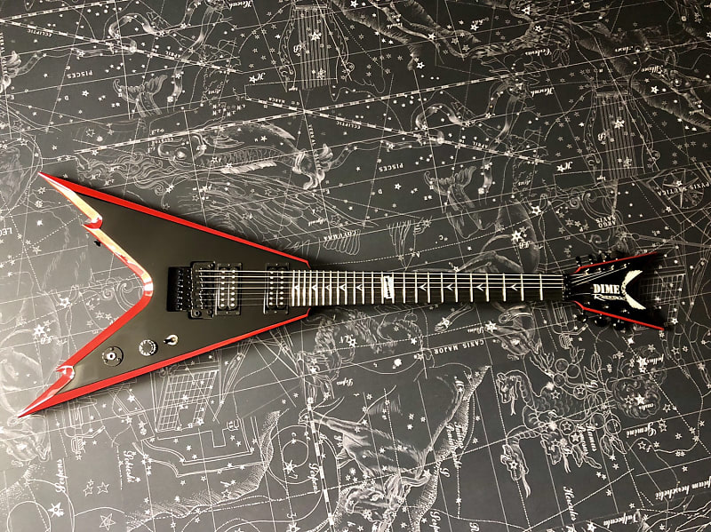 Dean 7 string V custom shop Black with red | Reverb