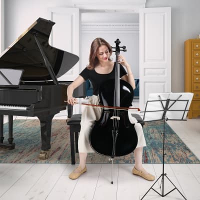 Glarry GC101 4/4 Full-Size Acoustic Cello - Black | Reverb