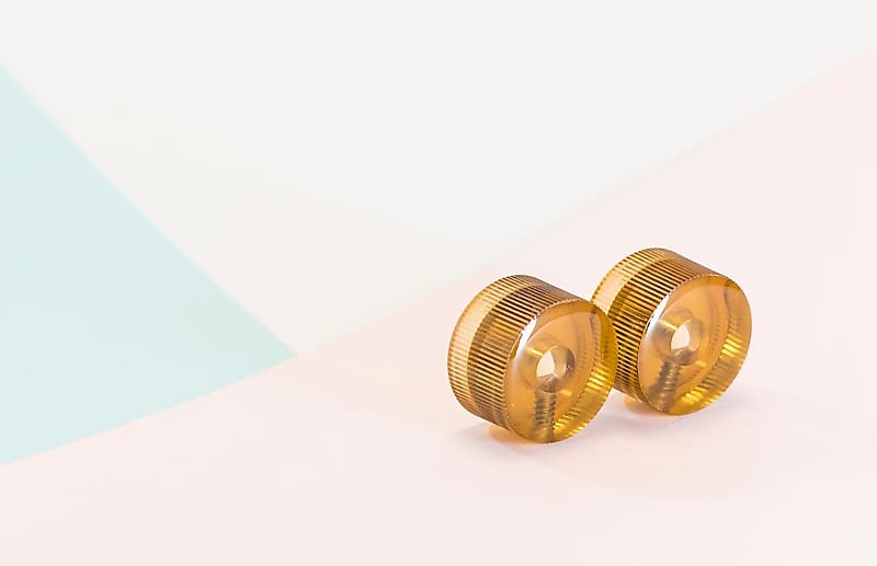 Transparent Bronze Ribbed Set Screw Knob Duo | Reverb