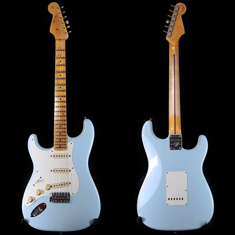 Fender Custom Shop 57 Strat sonic blue light relic lefty | Reverb