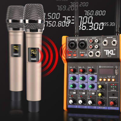4 Channel Mixer Bluetooth USB Wireless w/ 2 Microphones small | Reverb