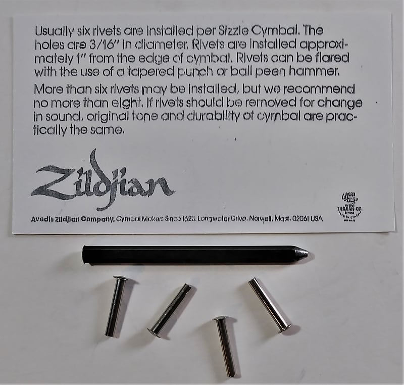 Zildjian 3/4" Cymbal Rivets with Setting Tool | Reverb