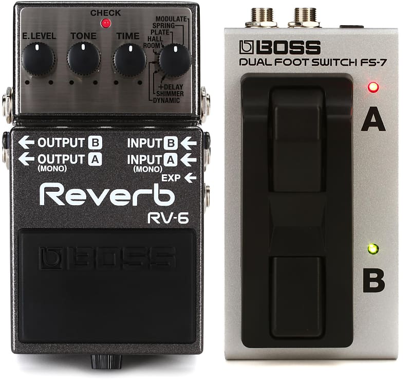 Boss RV-6 Digital Reverb Pedal Bundle with Boss FS-7 Dual | Reverb