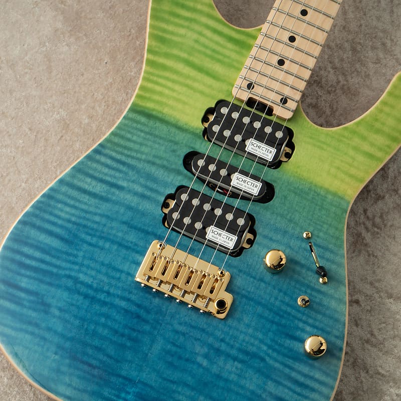 Schecter NV-3-24-MH-VTR-FM -Deep Blue to Light Green Fade- | Reverb