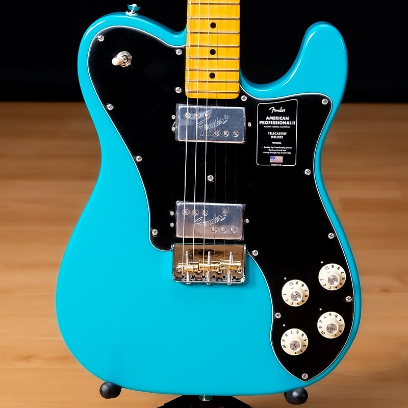 Fender American Pro II Telecaster Deluxe - Maple, Miami Blue | Reverb