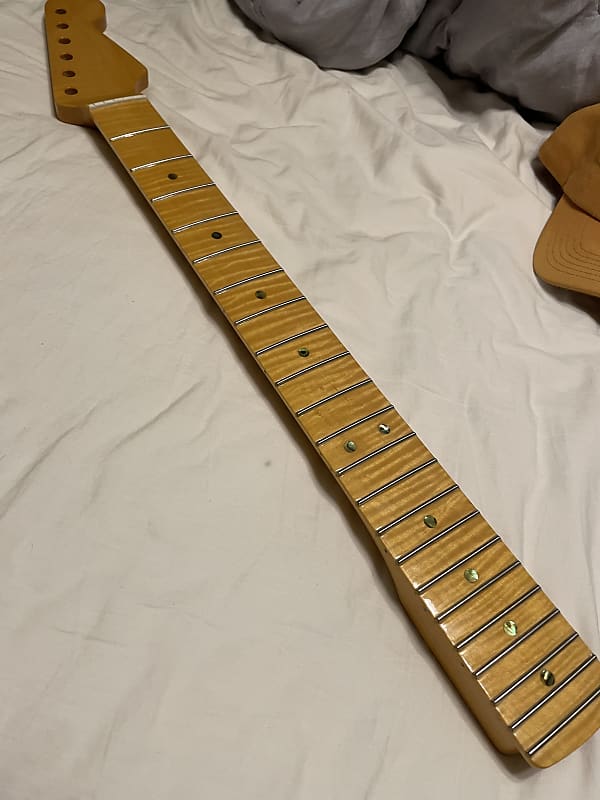 Warmoth Strat Neck 3A Flame Maple SS frets | Reverb