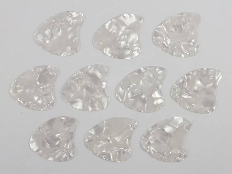 10 Shark Fin Plectrums Picks White Pearl Celluloid 0.5mm Thin | Reverb
