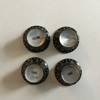 Gibson Vintage 1960's Black Reflector Knobs Silver Inserts SG | Reverb