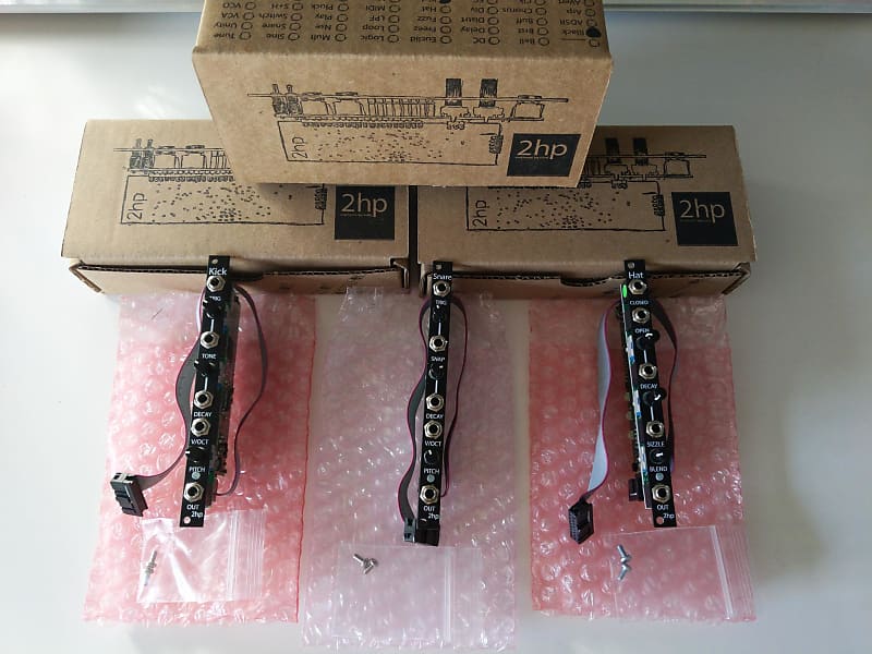 2hp Kick Snare & Hat Eurorack Complete Drum kit set (Black | Reverb