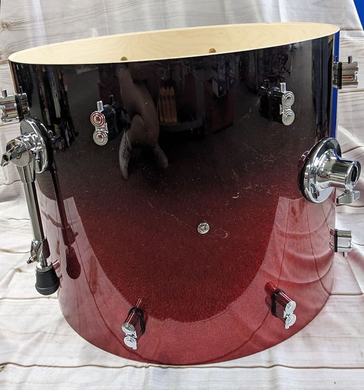 PDP Red to Black Fade Lacquer 14 x 16 Floor Tom and 22 x 18 | Reverb