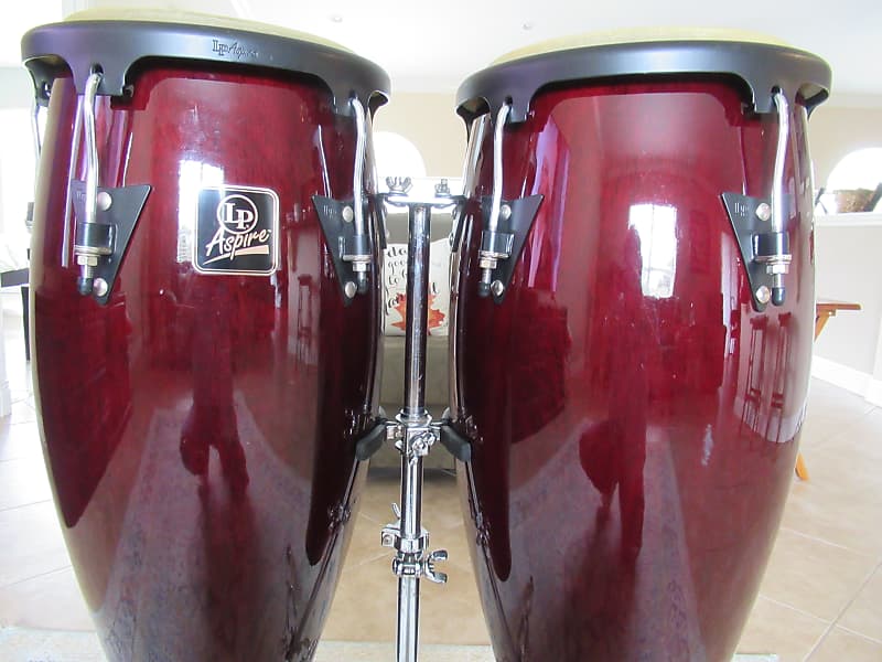 CONGAS Latin Percussion, Black Cherry, w/Stand, Gig Bags | Reverb