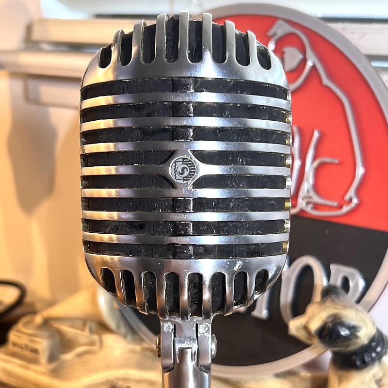 Vintage 1940's SHURE 55 Fatboy Dynamic Microphone w/stand, | Reverb