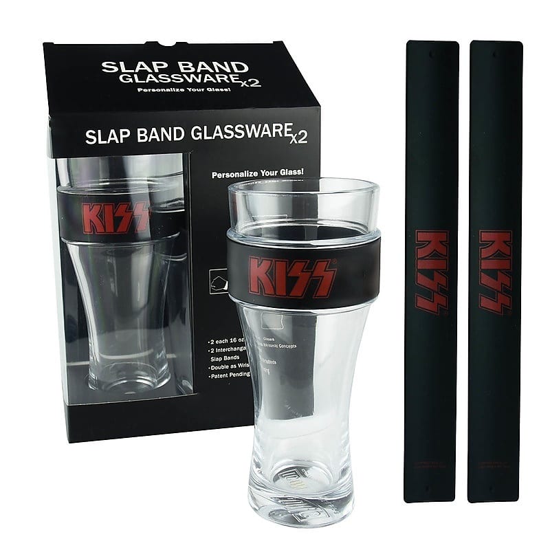 Kiss Pint Glass/Slap Band Black/Red 2 Pack (Package) | Reverb
