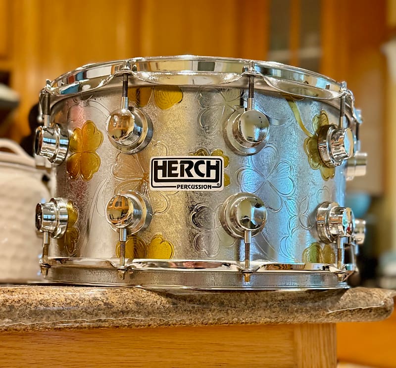 Herch Limited Edition Engraved Steel Custom 14x8 Snare Drum | Reverb