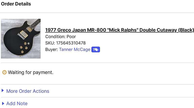 1977 Greco Japan MR-800 "Mick Ralphs" Double Cutaway (Black) | Reverb