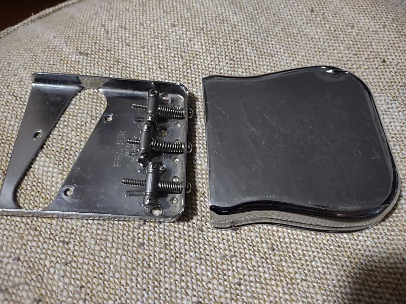 1967 Fender Telecaster Bridge Assembly & Chrome Bridge Cover- | Reverb