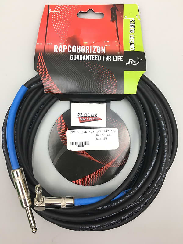 Rapco G4 Instrument Cable | 1/4M-1/4M Right Angle | 20ft | Reverb