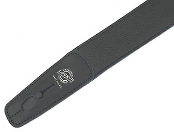 Lock-It 2 3/4" Wide Black Leather Guitar/Bass Strap | Reverb UK