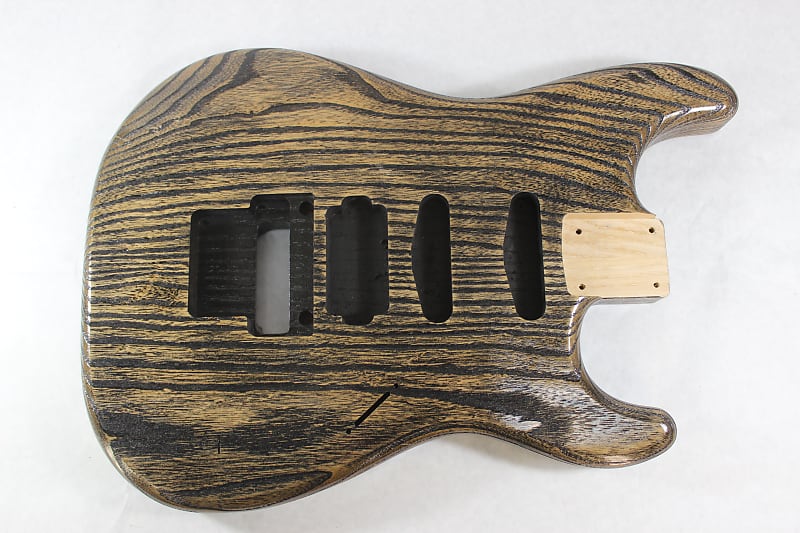 Finished Blasted Ash HSS guitar body - fits Fender Strat | Reverb